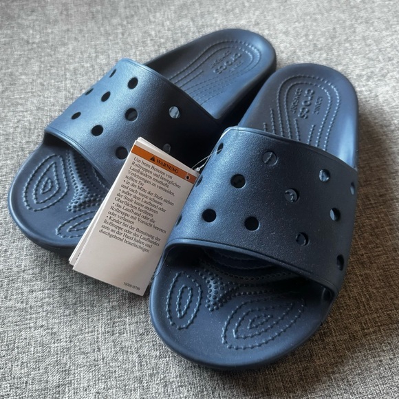 CROCS | Shoes | Crocs Classic Slide Sandals In Navy | Poshmark